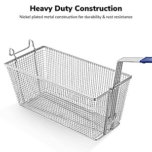 WeChef 2Pcs Deep Fryer Baskets with Non-slip Handle 13" x 6 5/16" x 5 7/8" Nickel Plating Heavy Duty Construction Deep Fryer Basket for Commercial Restaurant Kitchen Blue