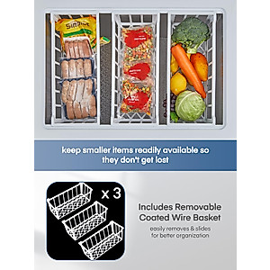 FOHERE 7.0 Cu.Ft Chest Freezer, Compact Deep Freezer with Three Removable Basket, Free Standing Top Open Door, Adjustable Temperature, For Kitchen Garage Office Bar, White