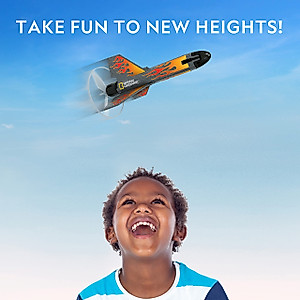 NATIONAL GEOGRAPHIC Rocket Launcher for Kids – Patent-Pending Motorized Air Rocket Toy, Launch up to 200 ft. with Safe Landing, Kids Outdoor Toys & Model Rockets, Gifts for Boys and Girls, Space Toys