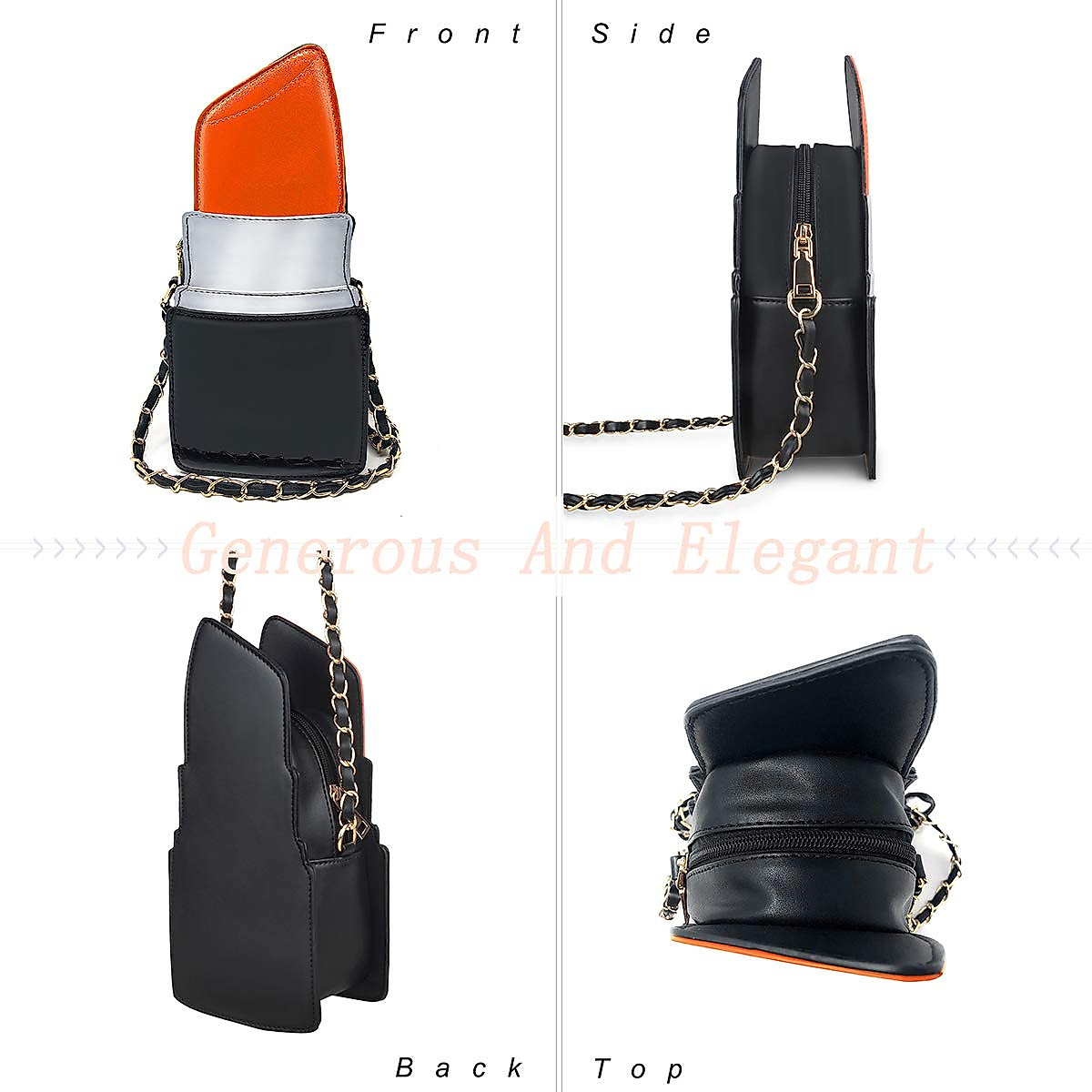 USTYLE Lipstick Shape Design Crossbody Bag, Evening Shopping Street Shoulder Bag Cell Phone Women Girl Cute Party Purse (orange)