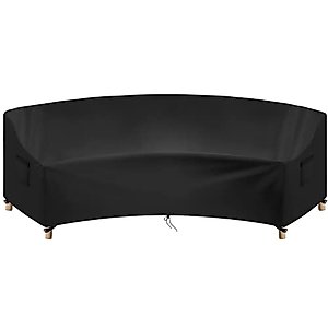 Guisong Curved Patio Furniture Cover for Outdoor Sectional Sofa, Waterproof Curved Outdoor Furniture Cover, Heavy Duty Patio Sectional Couch/Sofa Cover-122" L(Back)/84" L(Front) x 37" D x 38" H