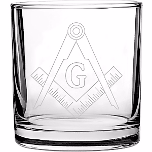 Hat Shark Mason Masons Masonic Live Better Logo Symbols - 3D Laser Engraved Scotch Whiskey Glass 10.5 oz