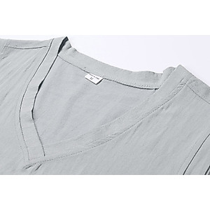 utcoco Men's Cotton Linen Tank Top Solid Color V-Neck Cut Off Tee Summer Beach Sleeveless Shirts for Men (L, Light Grey)