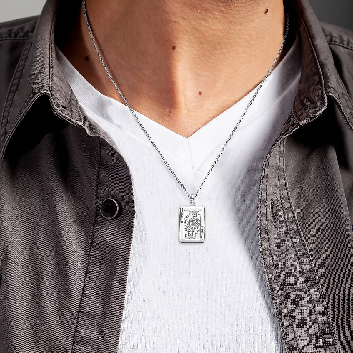 Certified 925 Sterling Silver Personalized Name Engraved Joker Playing Card Poker Charm Pendant