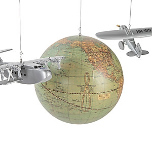 Hanging Airplane Mobile - Around The World Mobile by Authentic Models, Ceiling and Nursery Decor for All Ages, Attached World Globe