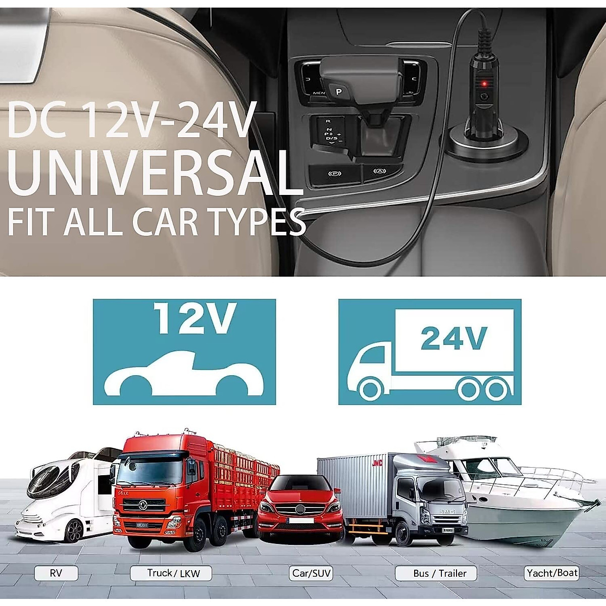 MJPOWER 12V/24V DC Car Charger Cable Compatible MARBERO M82 M82MAX M822 M822MAX M85B M87 M88 M168 M270 Portable Power Station Solar Generator Lithium Battery 6.6 Feet DC Power Cord Adapter