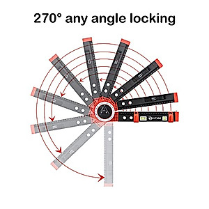 14 Inch Miter Saw Protractor Angle Finder Tools Angle Measuring Tool, Carpenter Tools 4 in 1 Compass, Multifunction Carpenter Tools Level Picture Hanging Tool Gifts for Men Husband Grandpa Dad