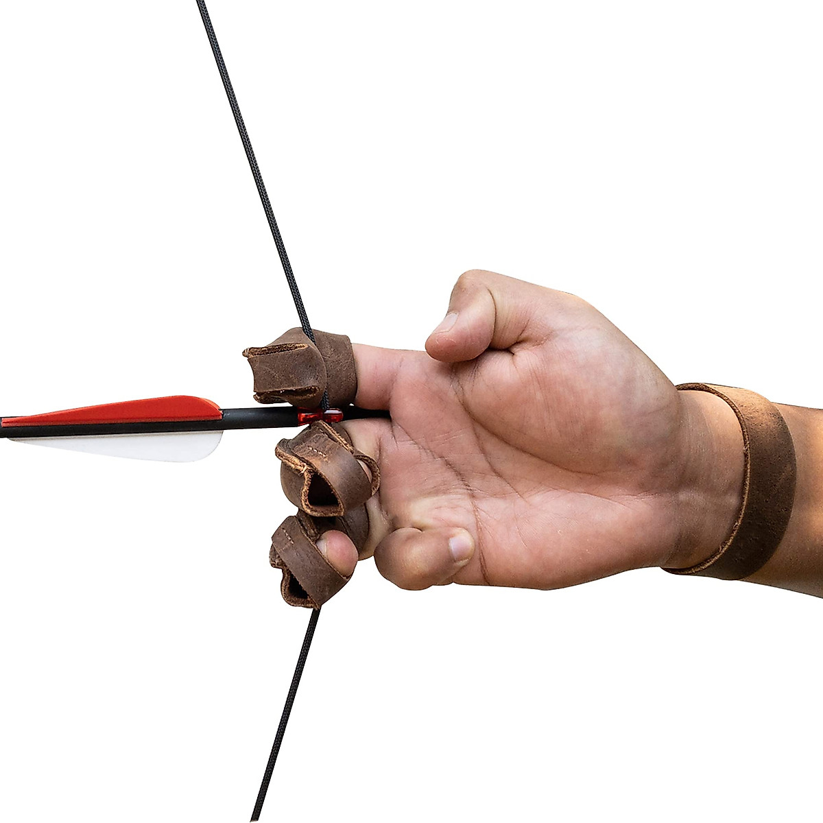 Hide & Drink, Three-Finger Archery Glove Handmade from Full Grain Leather - Bourbon Brown