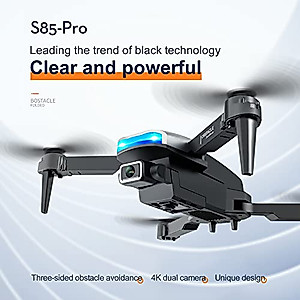 Bzdzmqm Drone with Dual 4K Camera, 2023 Foldable HD Drone for Kids & Adults, RC Quadcopter Helicopter, 3-Sided Infrared Avoidance, WiFi FPV, Altitude Hold, Headless Mode, LED Night Wide