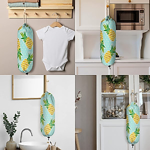 Fruit Pineapple Plastic Bag Holder, Polka Dot Grocery Bag Storage Holder Garbage Shopping Bag Trash Bags Organizer for Kitchen Home