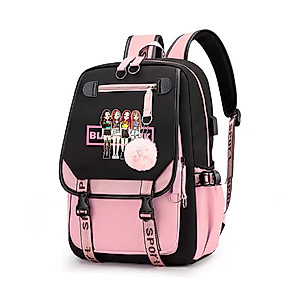 BEBBEE Unisex Bangtan boys Laptop Backpack Middle School Students Bookbag Outdoor Daypack for Girls Boys School (L)
