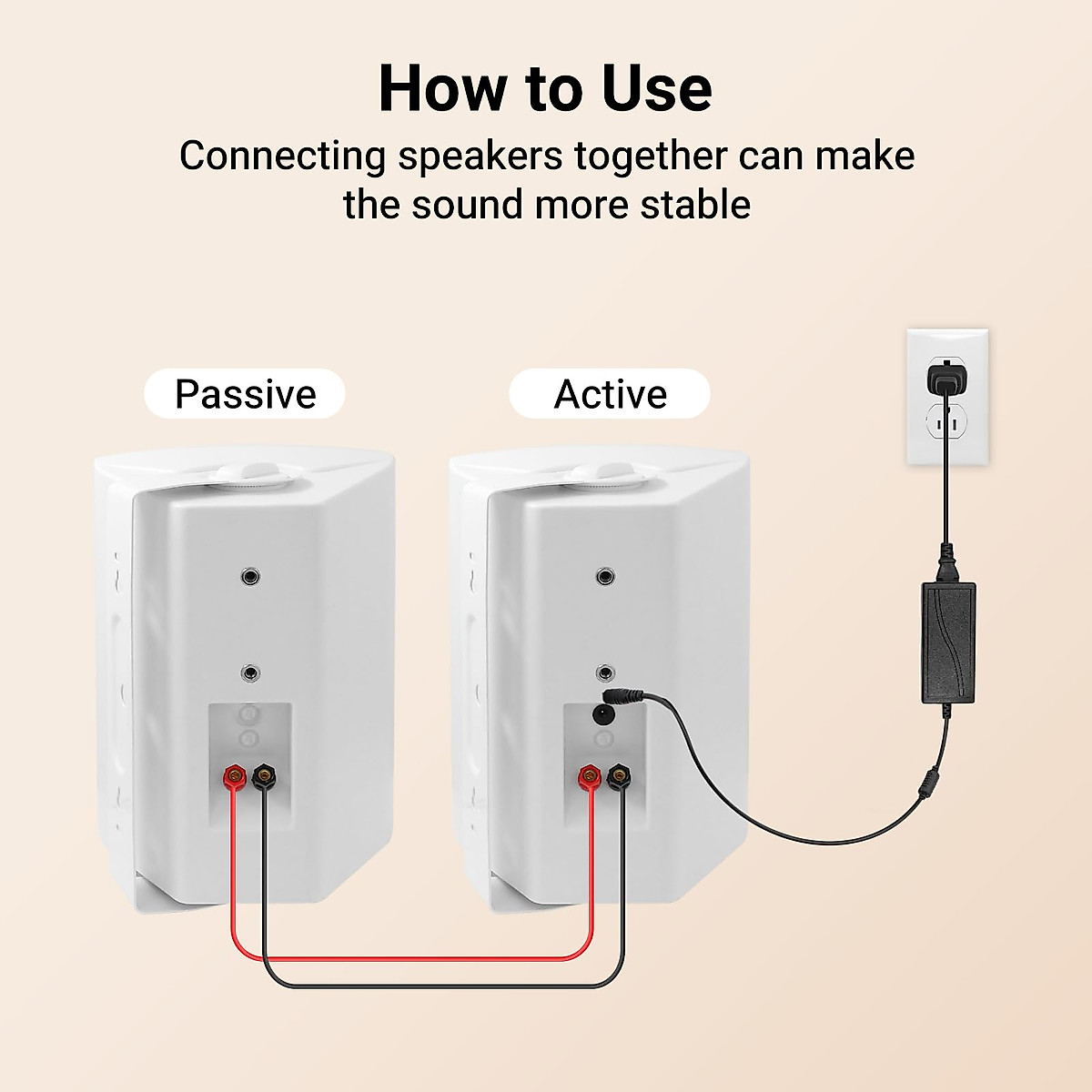 STUDIOFINIX 6.5 Inches Indoor Outdoor Bluetooth Speakers Waterproof Wired Wall Mount Active Speakers 400 Watt for Patio Garage,Deck,Backyard (White)