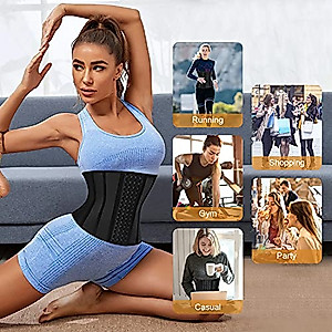 LANCS Women Waist Trainer Corset Trimmer Belt Weight Loss Neoprene Sauna Sweat Workout Girdle Slim Belly Band Black