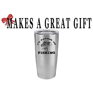 Rogue River Tactical Funny Fishing 20 Oz. Travel Tumbler Mug Cup w/Lid Vacuum Insulated Hot or Cold I'd Rather Be Fishing Bass Fishing Gift Fish (Stainless Steel)