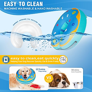 Znxiai Inflatable Reflective Dog Cone Collar Alternative After Surgery,Dog Neck Donut,Recovery Soft Protective E Collar,Adjustable,for Small Medium and Large Dog Cats (Blue, L)