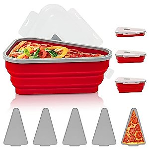 rgrfsdgx Adjustable Pizza Storage Container, Pizza Slice Container can be Microwaved and Reused, Pizza Slice Pack with 5 Heating Plates.