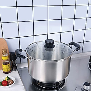 Subron Classic Stainless Steel Stockpot with Lid, Stainless Steel Pot with Lid, Silver (3.9 Quart)