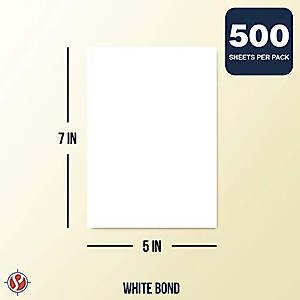 White Memo Sheets, 20lb Paper, 500 Sheets Per Pack (5 x 7)