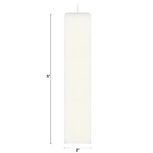 Mega Candles 1 pc Unscented White Square Pillar Candle, Hand Poured Premium Wax Candles 2 Inch x 9 Inch, Home Décor, Wedding Receptions, Baby Showers, Birthdays, Celebrations, Party Favors & More