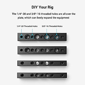 SmallRig Cheese Plate with Multiple Threaded Holes,Cheese Bar for Monitor Mount, DIY Camera Accessories - 1091
