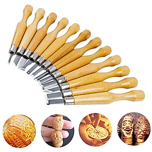 Wood Carving Tools,12 Set Professional Carving Kit Wood Carving Tools Set-Carving Hook Knife,Whittling Knife,Chip Carving Knife, Carving Knife Sharpener for Spoon Bowl Cup Woodworking