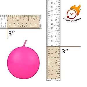Zest Candle 6-Piece Ball Candles, 3-Inch, Hot Pink