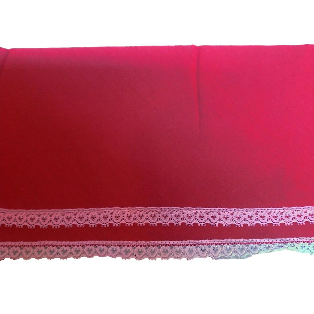 Red Cotton Double Lace Trim 6 1/2 in Wide 2 Yard Pattern Embroidery Applique Sewing Fabric Delicate DIY Clothing Accessories Garment Supply Decorations Art Craft for Scrapbooking Hair Tie Headband