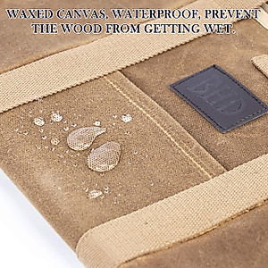 BHD Firewood Fireplace Carrier Logs Tote Holder 20 oz Waxed Canvas Sturdy Bag with Handles for Camping Indoor Outdoor Brown