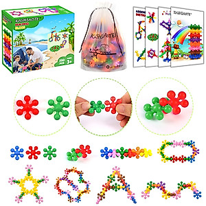 KASHIAOTE 250 Pieces Building Blocks Kids STEM Toys Educational Building Toys Interlocking Solid Plastic Discs Sets for Preschool Kids Boys and Girls Aged 3+, Safe Material Creativity Kids Toys