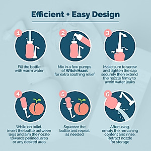 Popped Peri Bottle for Postpartum Care | Portable Bidet | Spray Bottle for Pain Relief, Tears, and Hemorrhoids After Birth | Postpartum Essential (Pink, 10 oz)