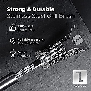 Bristle Free Grill Brush, BBQ Brush, Grill Scraper, Safe Grill Brush, Best Grill Brush, Stainless Grill Brush by LOOCIAN
