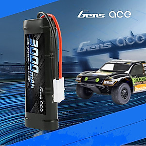 Gens ace 7.2V 3000mAh NiMH Battery High Power Rechargeable Low-self Discharge with Tamiya Plug for RC Cars Truggy Tank Electric RC Monster Truck Buggy Traxxas LOSI Associated HPI Tamiya Kyosho
