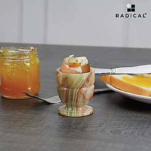 Radicaln Marble Egg Cups, Set of 2, 2.3x2.5 Inch, Green Onyx, Handmade Egg Container for Kitchen Table, Ideal for Hard and Soft Boiled Eggs
