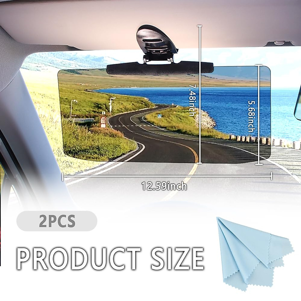 2Pcs Car Visor(Upgraded Version to Block Harmful UV Rays) Adjustable Angle, Anti-Glare 12.6'' x 6'' Safe Driving Car Accessories Sun Visor Extender, Universal for Cars, Trucks, SUVs. (2Pcs)