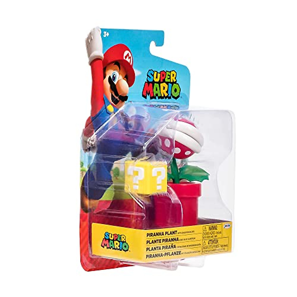 Super Mario Nintendo 4-Inch Piranha Plant Poseable Figure with Question Block Accessory. Ages 3+ (Officially Licensed)