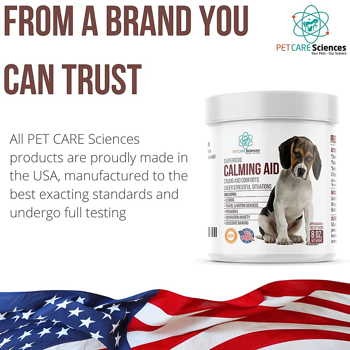 PET CARE Sciences Approx 100 x Calming Chews for Dogs or to Calm Puppy - Natural Dog Anxiety Relief - Anti Car Motion Sickness for Dog Calming Treats - Made in The USA