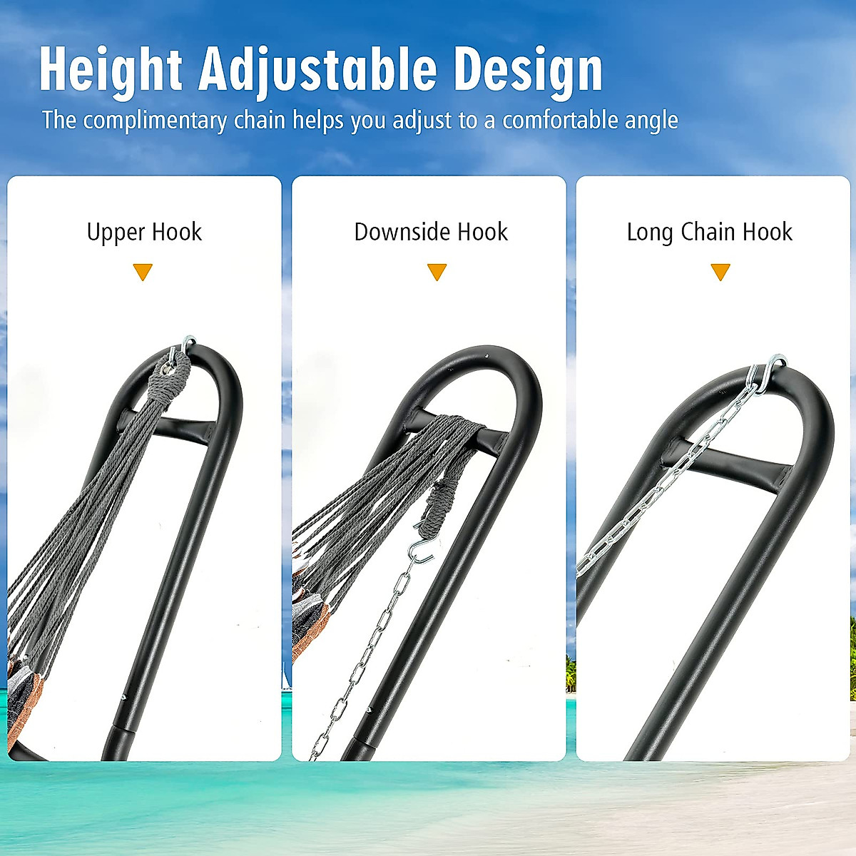 Giantex Steel Hammock Stand 450LBS Capacity, Heavy Duty Hammock Frame 2 Person, Adjustable Universal Multi-Use Hammock Stand Fits 9-13 Ft Hammock for Indoor Outdoor Yard Patio Deck