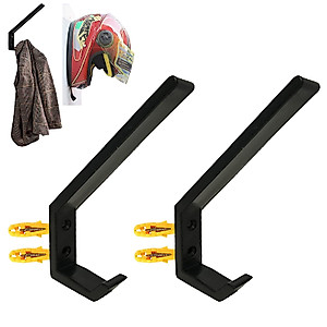 Pmsanzay 2 Pack Motorcycle Helmet Hook Multi-Purpose Jacket Hanger Keys Bags Holder Wall Mount Rack Cloth Display Rack Hat Hook for Home Kitchen Door Cabinet - Hardware Included Easy to Install.