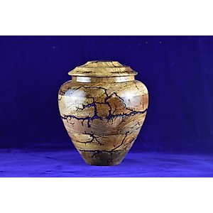 MHK Royal White Blue Lichtenberg Figure Urn for Human Ashes Wooden Urn Box with Lid Pet urn Cremation urn Burial Urn Box Adult Funeral Urn Resin Urn Ashes Keepsake Urn for Ashes