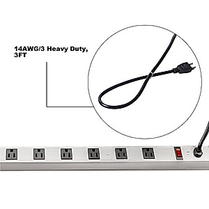 ProHT 6 Outlet Aluminum Power Strip Silver (03196)