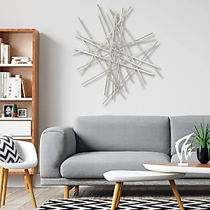 Cheungs Abstract, silver bar and panel wall décor piece (5369SV)