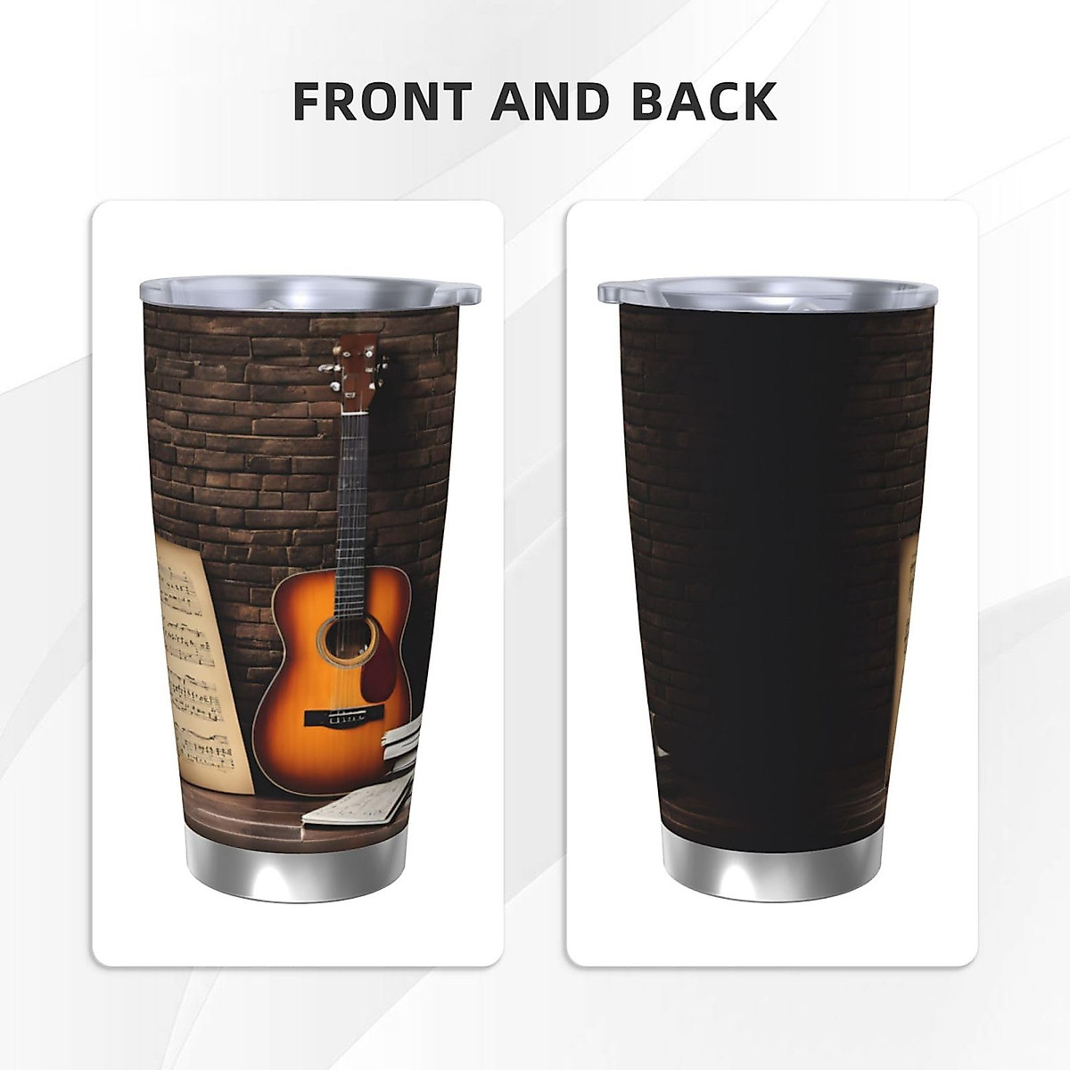 THLKLDKSZX Note Guitar 20oz Tumbler With Lid And Straw,Spill-Proof Thermal Cup,Travel Coffee Mug,Stainless Steel Double Wall Vacuum Insulated Car Tumbler,Fits Most Car Cupholders,Hot & Cold