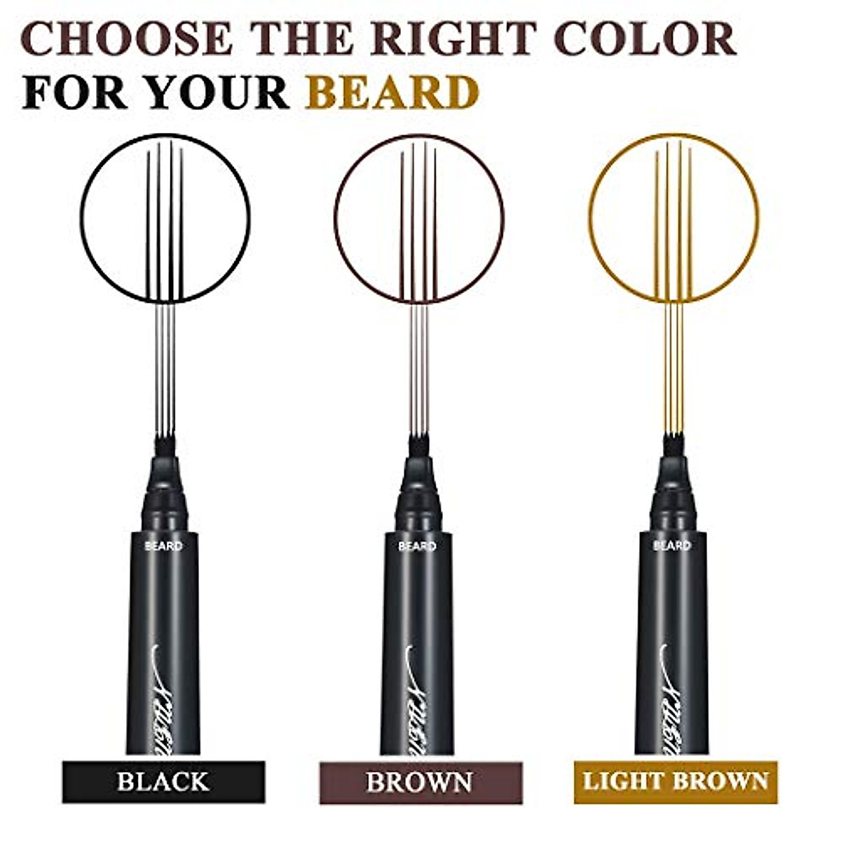 Beard Pencil Filler for Men - Sweat Proof, Water Resistance, Long Lasting & Natural Finish barber Pencil, Mustache Repair Shape (BLACK)