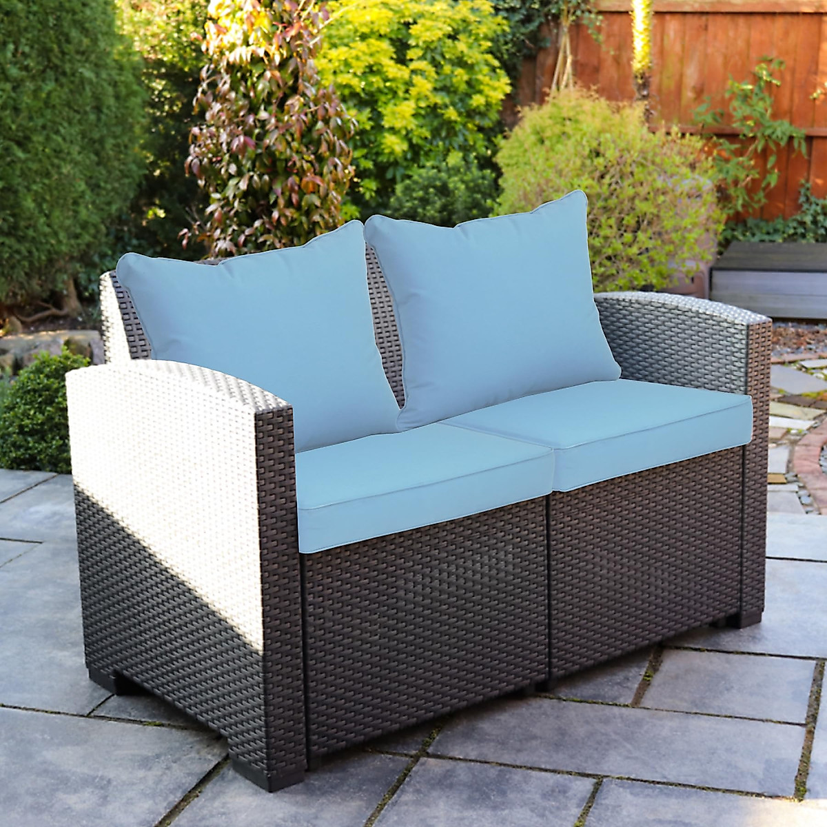Sunshine Outdoor Indoor/Outdoor Deep Seat Patio Cushions Set 22x24 inch :Resilient Foam Filling,All Weather Resistant Patio Cushions Patio Furniture,Light Blue 2 Sets