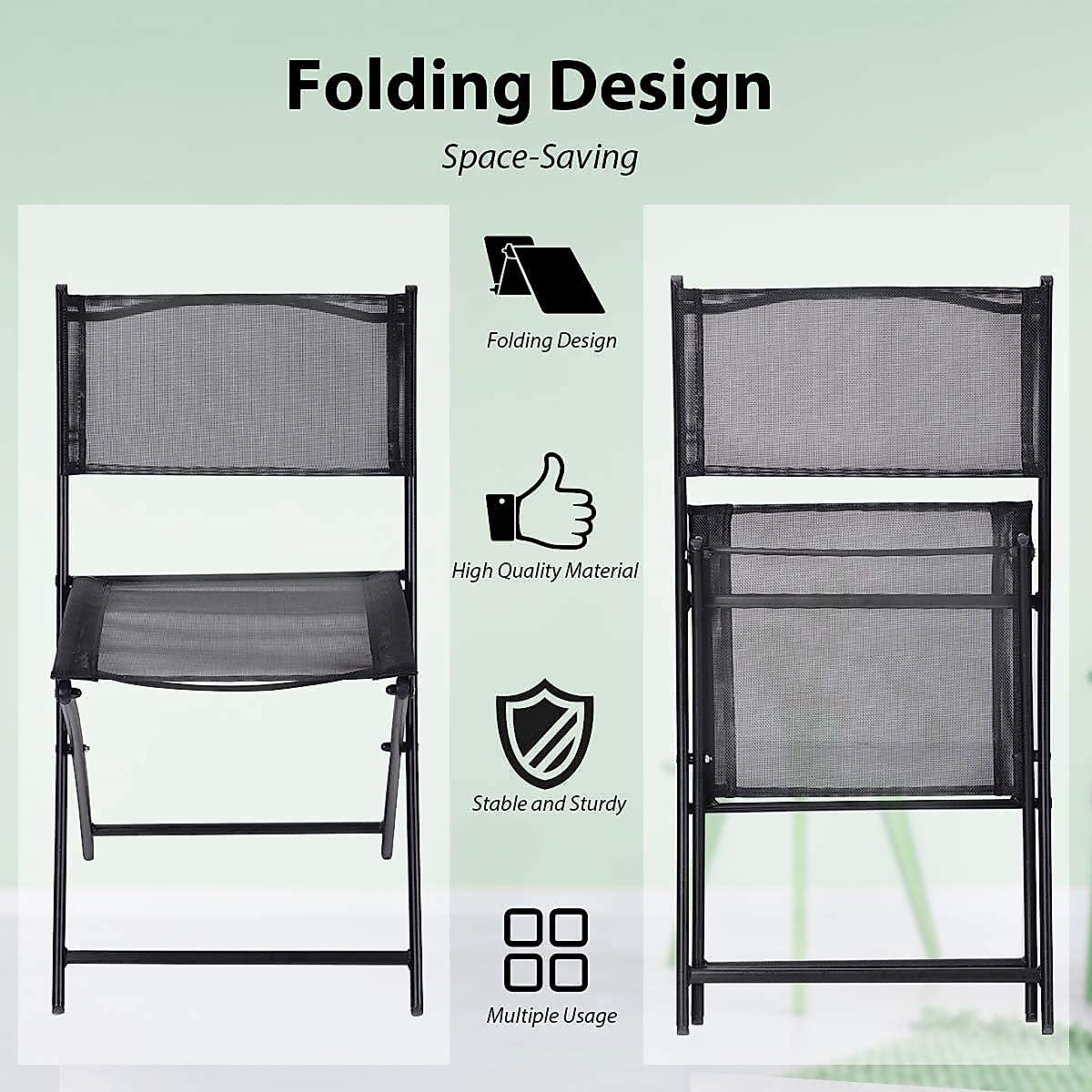 hysache, Weather-Resistant Indoor/Outdoor Patio Furniture Table and Chairs Conversation 3 PCS Bistro Set, Black