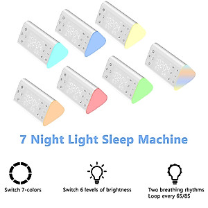 5 in 1 White Noise Sound Machine for Sleeping, Portable Sound Machine with 35 Soothing Sounds, 7 Color Night Light, Clocks Alarm Timer Temperature Humidity, Sound Machine for Adults Office Privacy