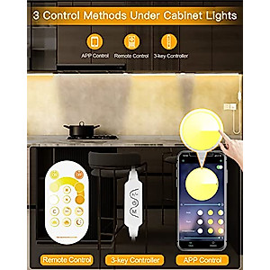 Daymeet Under Cabinet Lighting, 12 Inch Ultra Thin Dimmable Under Cabinet Lights Plug in, Multi-Color Super Bright LED Under Counter Lights Indoor Night Lights Bar for Kitchen, Shelf, Closet (2 Pack)