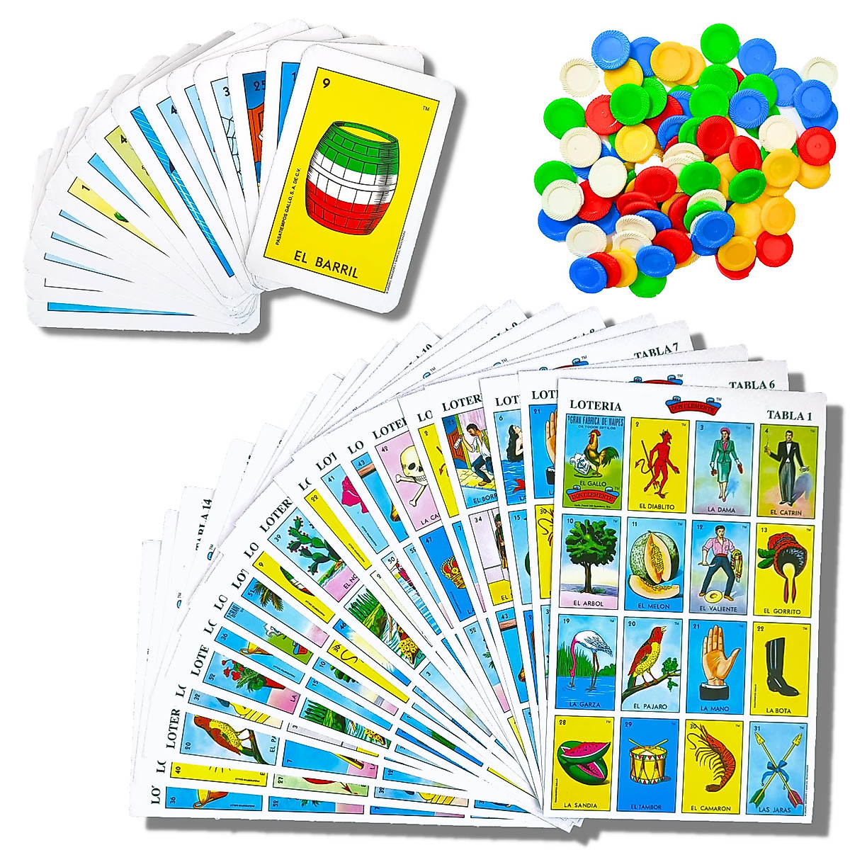 The Original Loteria Mexican Bingo Game with 100 bingo chips for 20 Players Game for Adults - loteria de lujo mexicana - loteria mexicana - Juegos de mesa - spanish games Mexican bingo loteria game