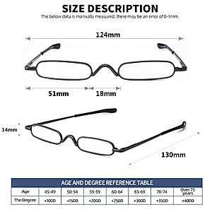 OWTXIS 3 Pack Mini Slim Pen Reading Glasses - Compact Readers with Pen Clip Case Spring Hinge Metal Frame Eyeglasses (Black, Brown, Gold, 1.75)