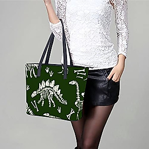 Womens Handbag Dinosaurs Skeleton Leather Tote Bag Top Handle Satchel Bags For Lady
